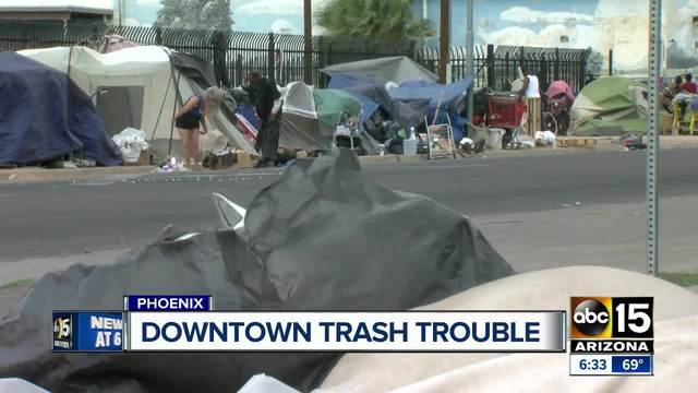 Area of downtown Phoenix facing trash problem due to homeless ...