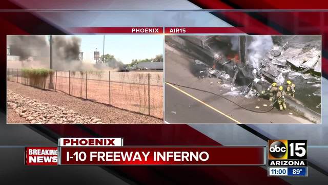 Driver escapes massive truck fire at I-10/40th Street in Phoenix ...